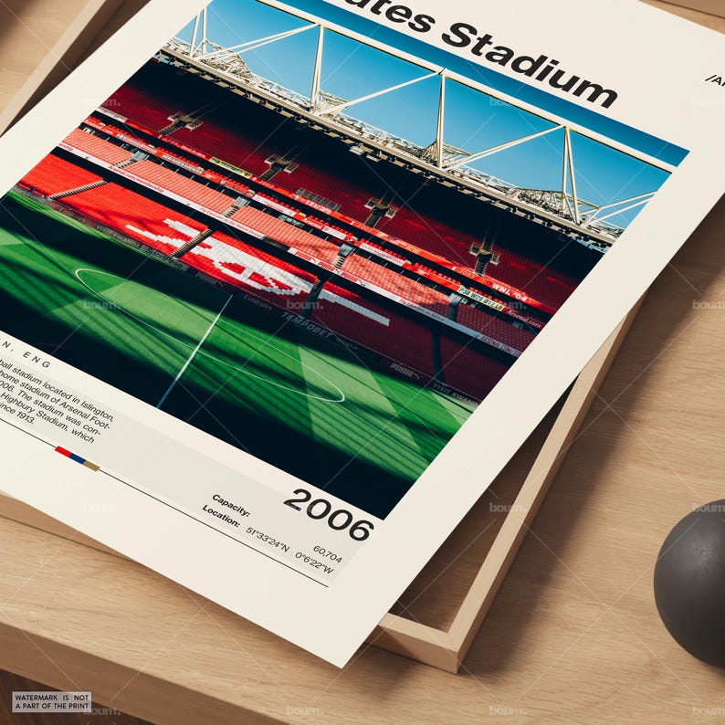 Emirates Stadium Poster, Arsenal FC Poster Print, Football Stadium ...