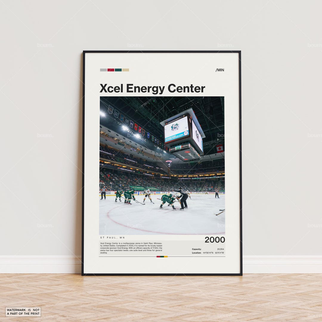 Xcel Energy Center Poster, Minnesota Wild Poster Print, NHL Arena ...