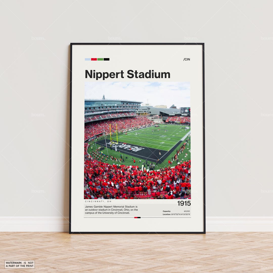 Nippert Stadium Poster, Cincinnati Bearcats Poster Print, NCAA Stadium ...