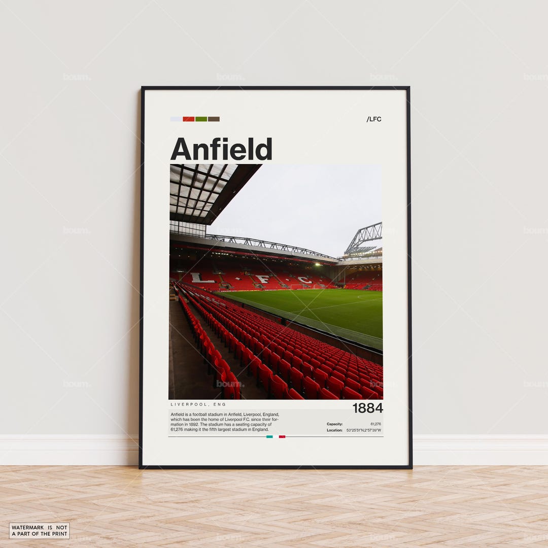 Anfield Stadium Poster, Liverpool FC Poster Print, Football Stadium ...