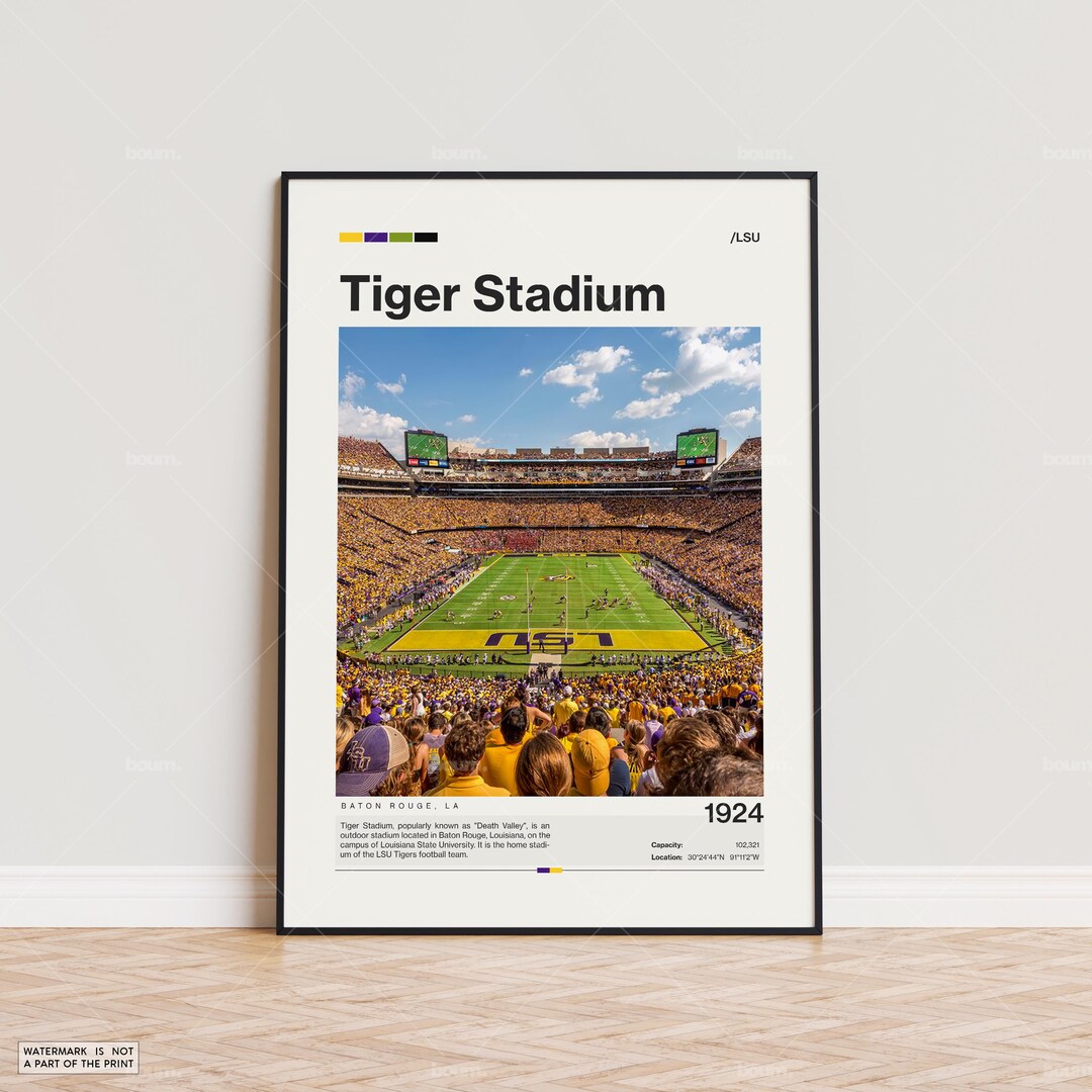 Tiger Stadium Poster, LSU Tigers Football Poster Print, NCAA Stadium ...
