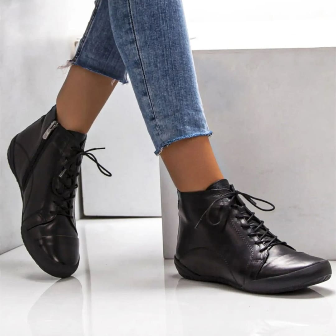 LEATHER ANKLE BOOTS, Women Black Boots, Genuine Leather Women's Boots ...