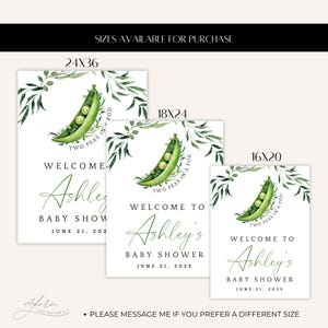 Twin Two Peas in A Pod Baby Shower Printed Welcome Sign, Printed Sign ...