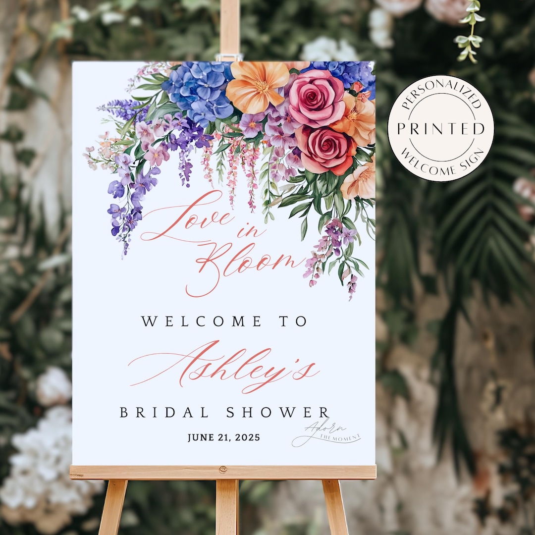 Love in Bloom Bridal Shower Welcome Sign, Floral Bridal Shower Sign ...
