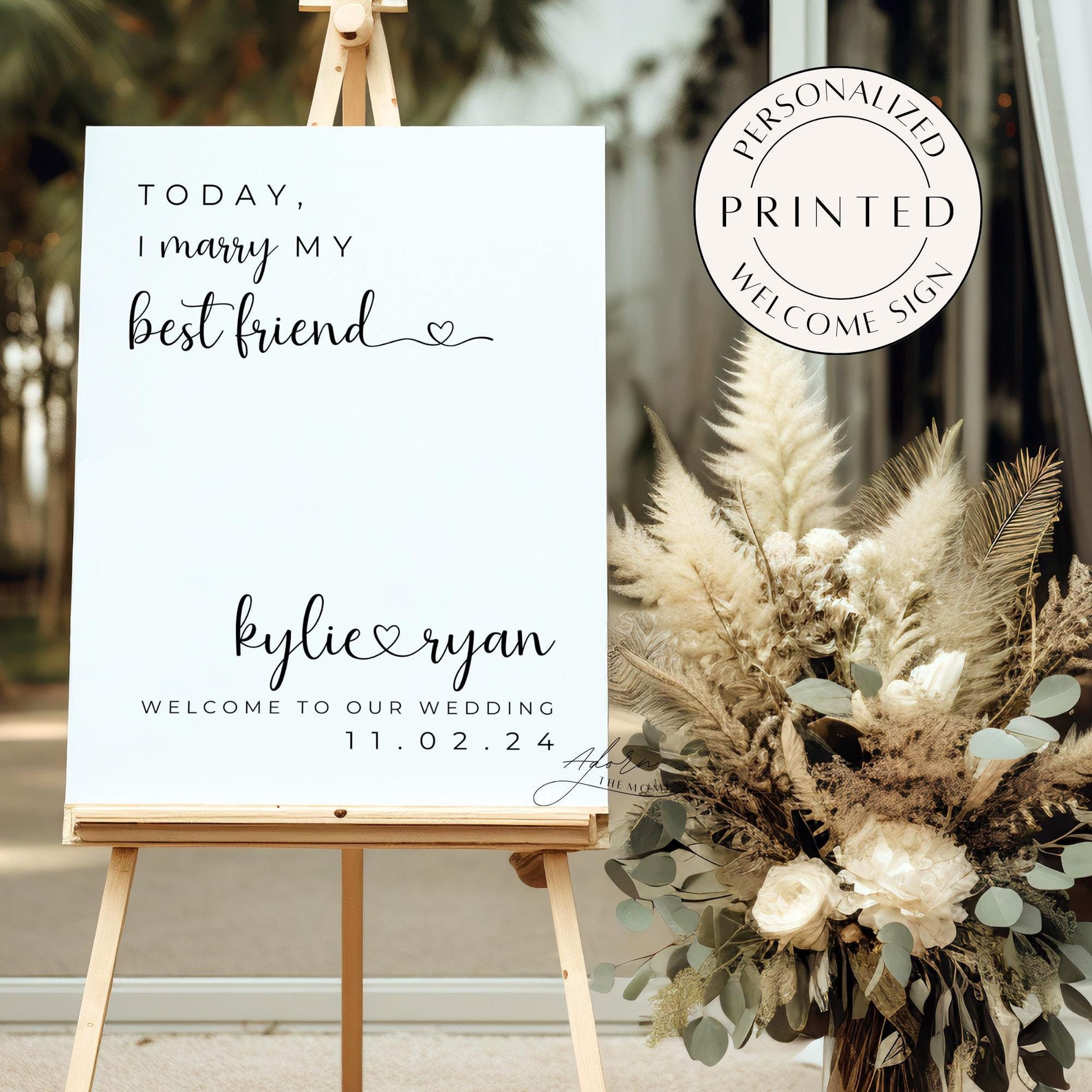 Best Friend Wedding Welcome Sign, Today I Marry My Best Friend Sign ...