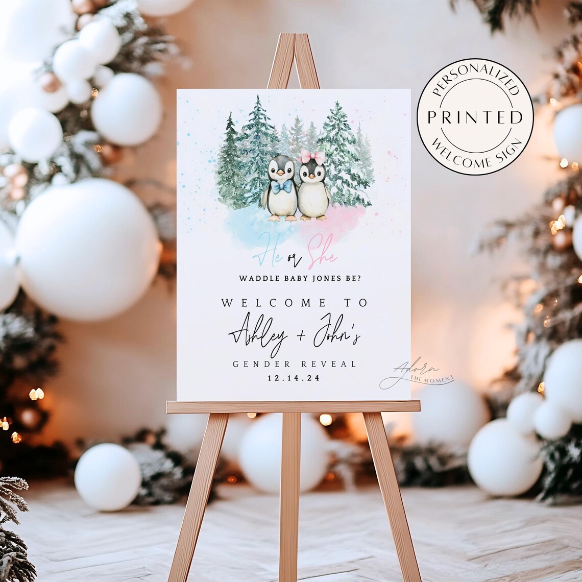Waddle It Be Baby Penguin Gender Reveal Welcome Sign Printed, Penguin ...