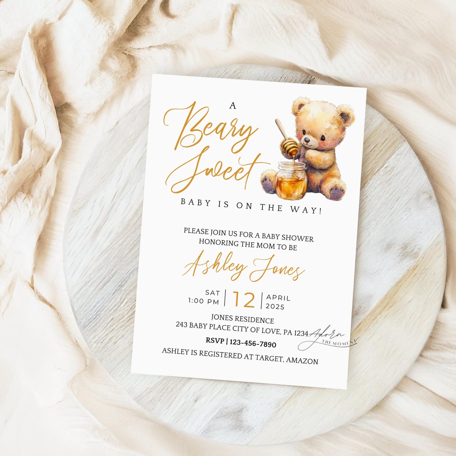 Teddy Bear Custom Baby Shower Invitation, A Beary Sweet Baby is on the ...