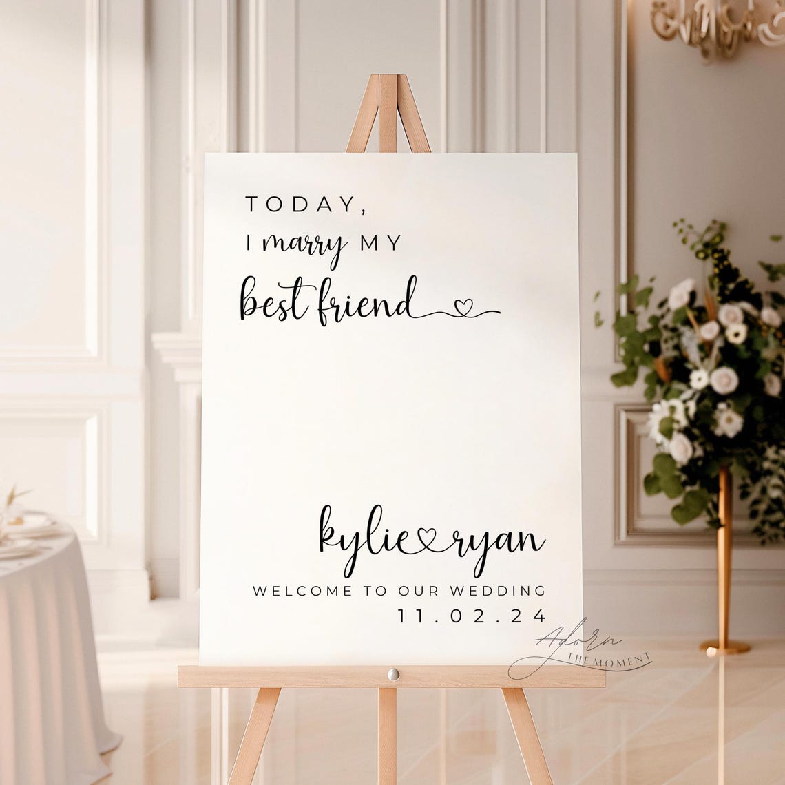 Best Friend Wedding Welcome Sign, Today I Marry My Best Friend Sign ...