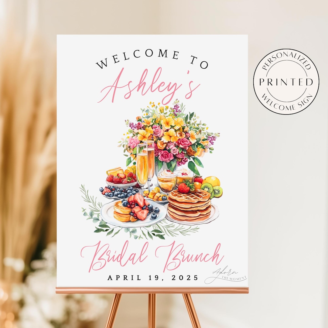 Bridal Brunch Custom Printed Welcome Sign, Floral Bridal Shower Brunch ...
