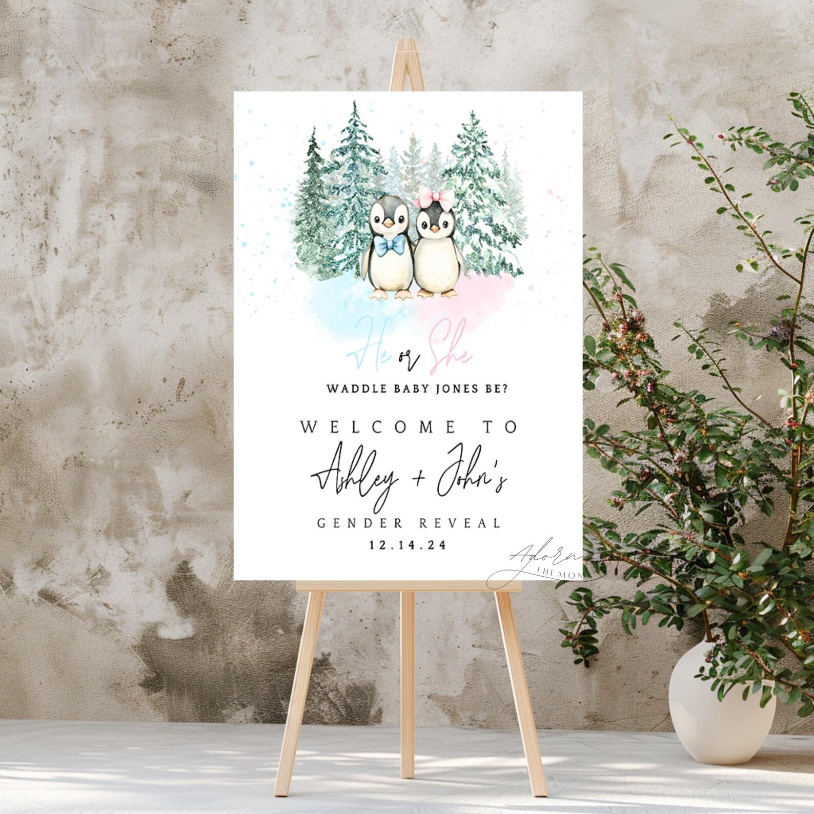 Waddle It Be Baby Penguin Gender Reveal Welcome Sign Printed, Penguin ...