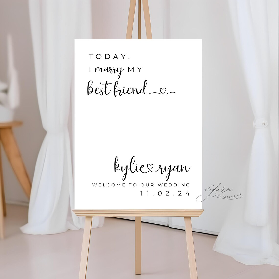 Best Friend Wedding Welcome Sign, Today I Marry My Best Friend Sign ...