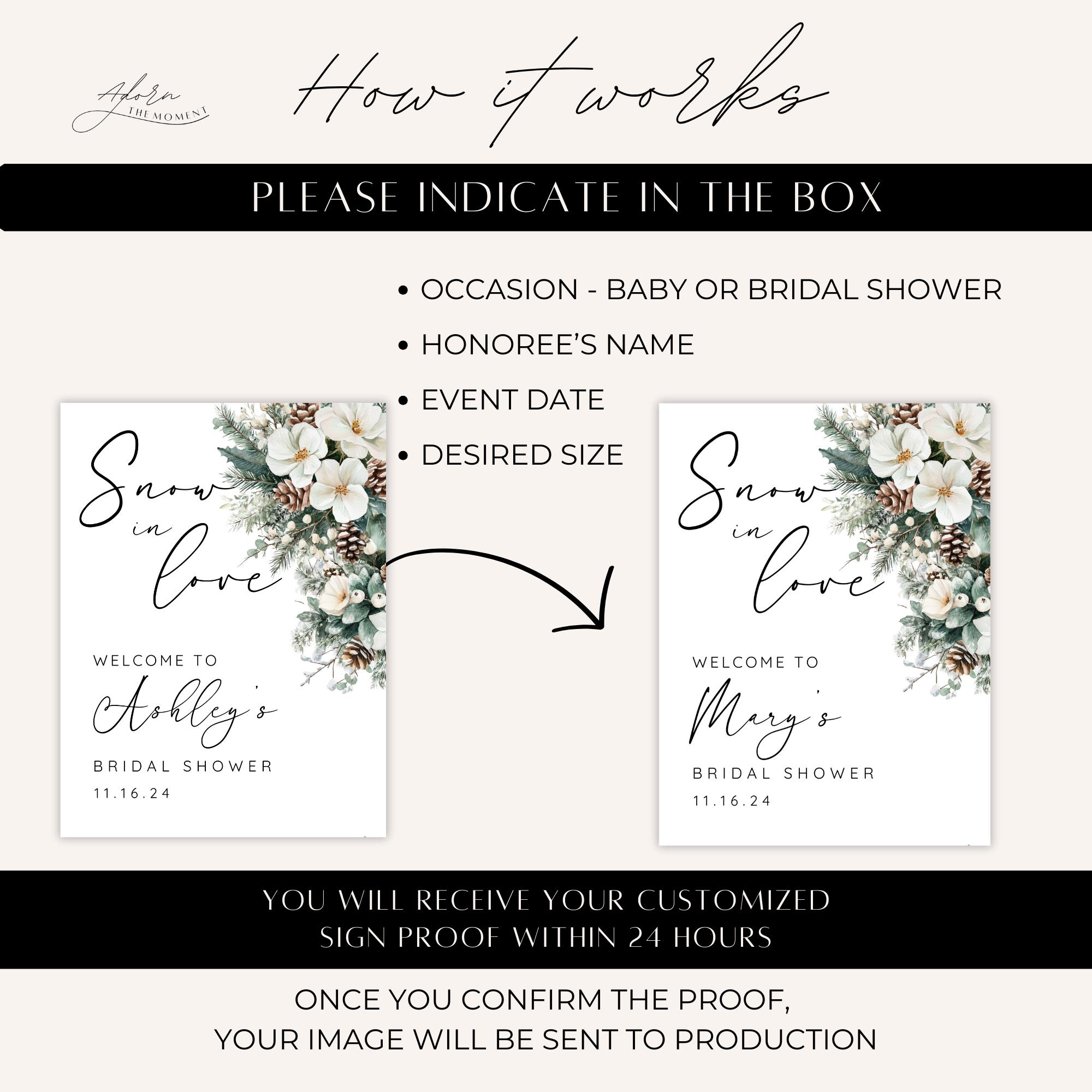 Snow in Love Winter Bridal Shower Welcome Sign, Snow in Love Baby ...