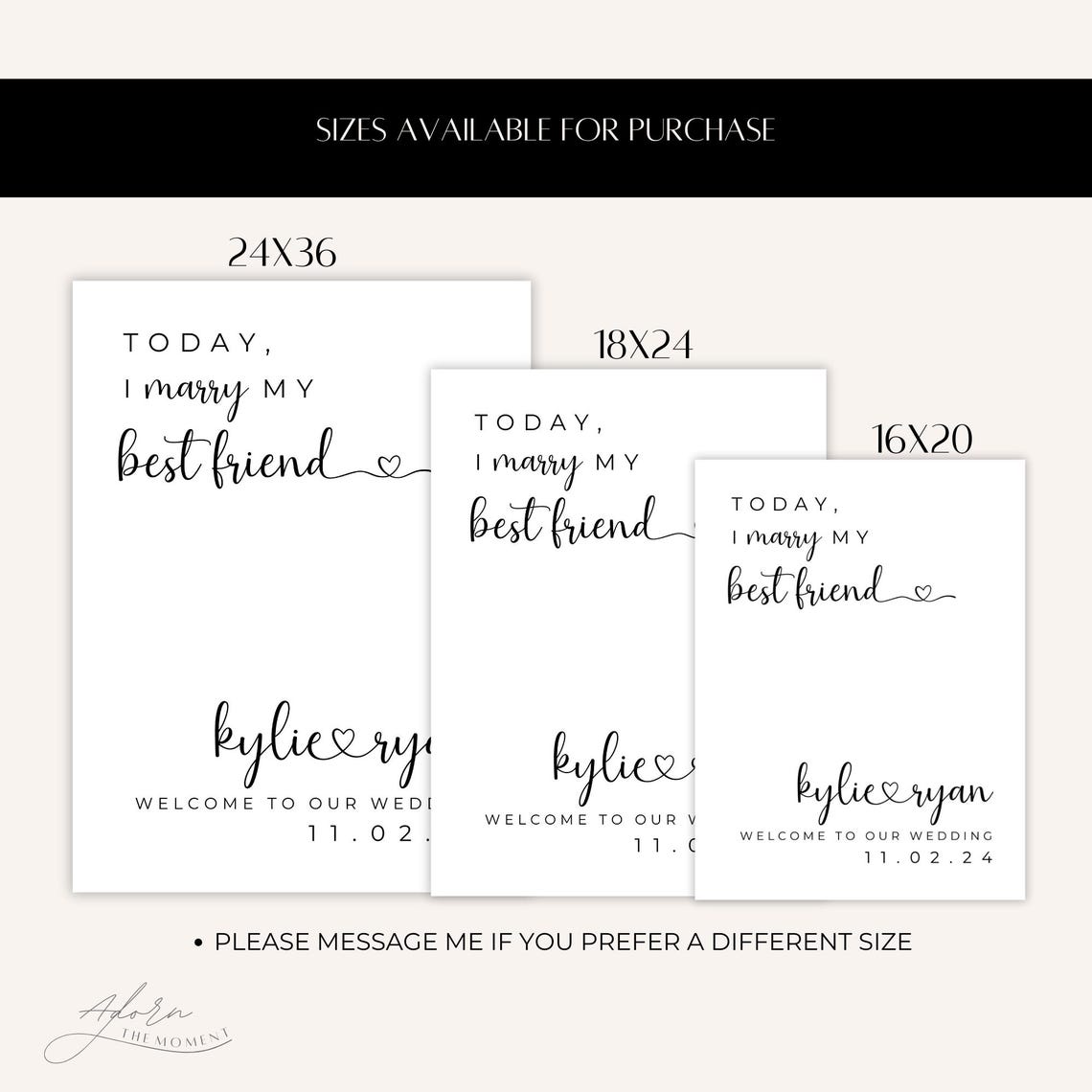 Best Friend Wedding Welcome Sign, Today I Marry My Best Friend Sign ...