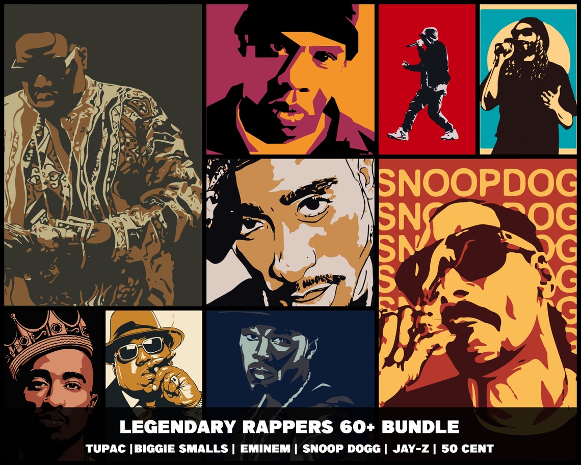 Rappers Svg Png 2pac, Biggie Smalls, 50 Cent, Snoopdog, Emenim, Jay-z ...