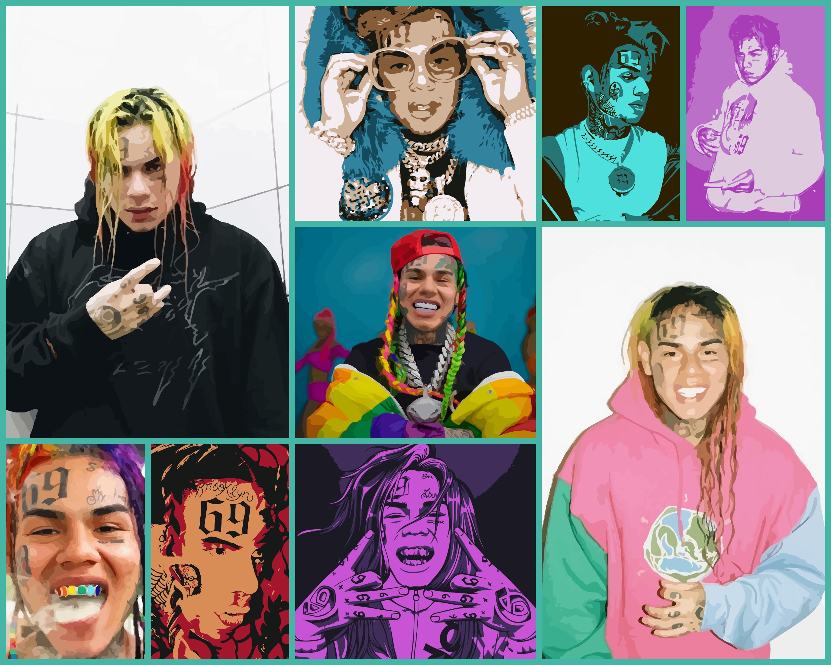 6ix9ine Svg Png Rapper Hiphop Tekashi69 Poster Shirt Printing Cut File ...