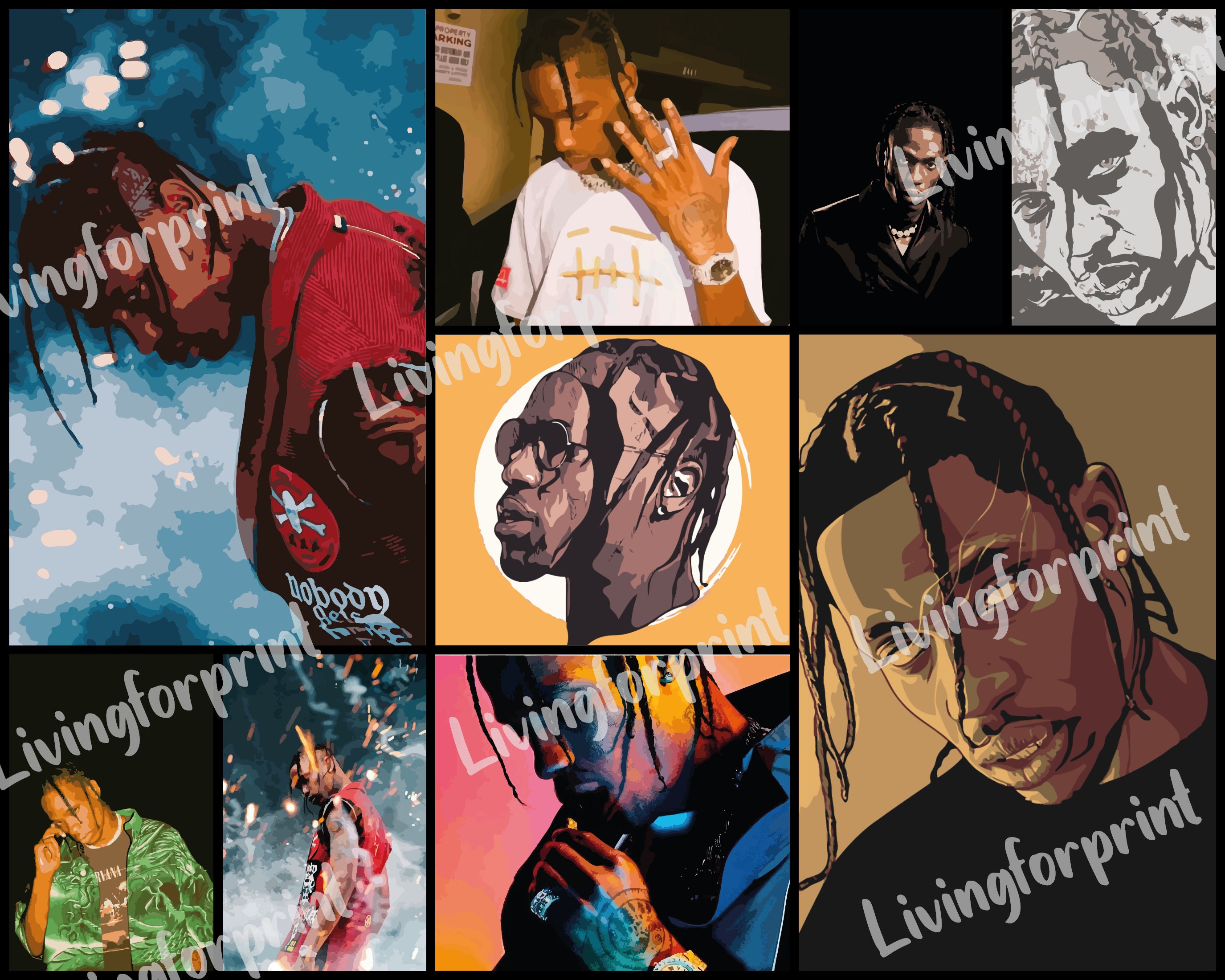 Travis Scott Svg Png Rap Hip-hop La Flame Cactus Jacket Goosebumps ...