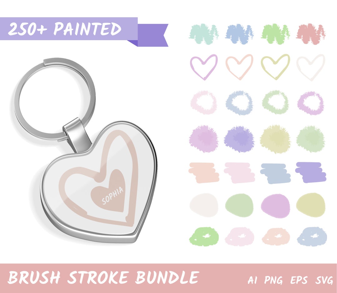 SVG Bundle Brushstroke | Hand-drawn Png | Keychain Background SVG ...