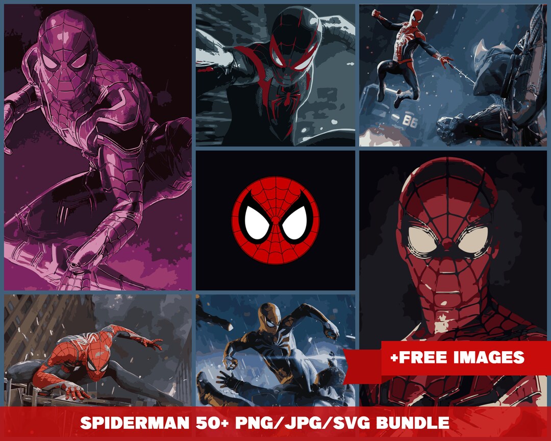 Spiderman Png Svg Jpg, 50 Bundle, Spiderman Clipart, Spiderman Cricut ...