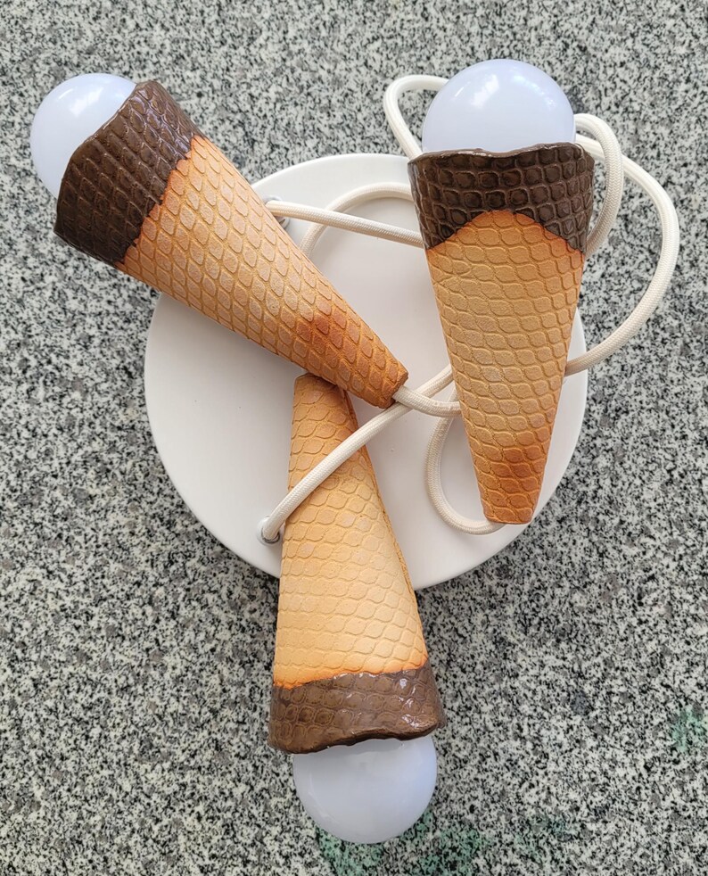 Handmade Ceramic Ice Cream Cone Pendant Lamp: Triple Light Fixture ...