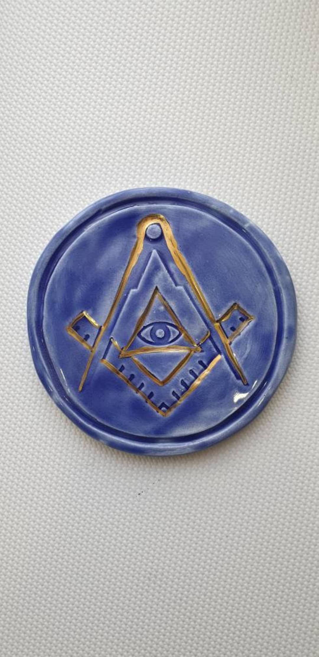 Masonic Ceramic Coaster Miter&compass Handmade Engraved-relief-glazed ...