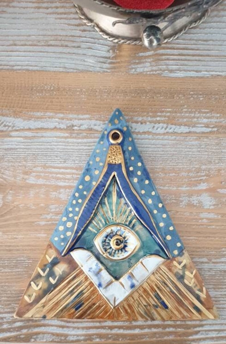 Handcrafted Masonic Ceramic Triangle Plaque: Home Wall Decor - Etsy
