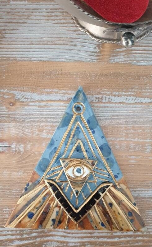 Masonic Triangle Plaque Ceramic Symbolseeing Eye Handcrafted - Etsy