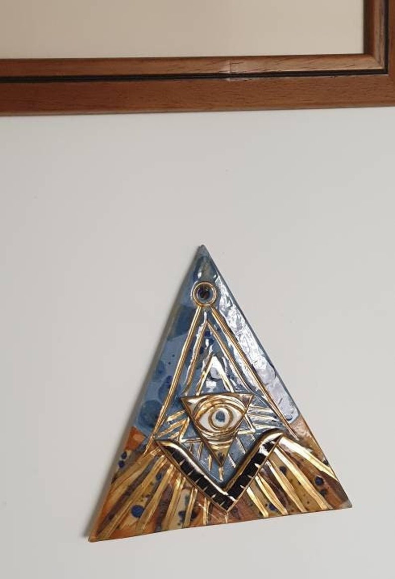 Masonic Triangle Plaque Ceramic Symbolseeing Eye Handcrafted - Etsy