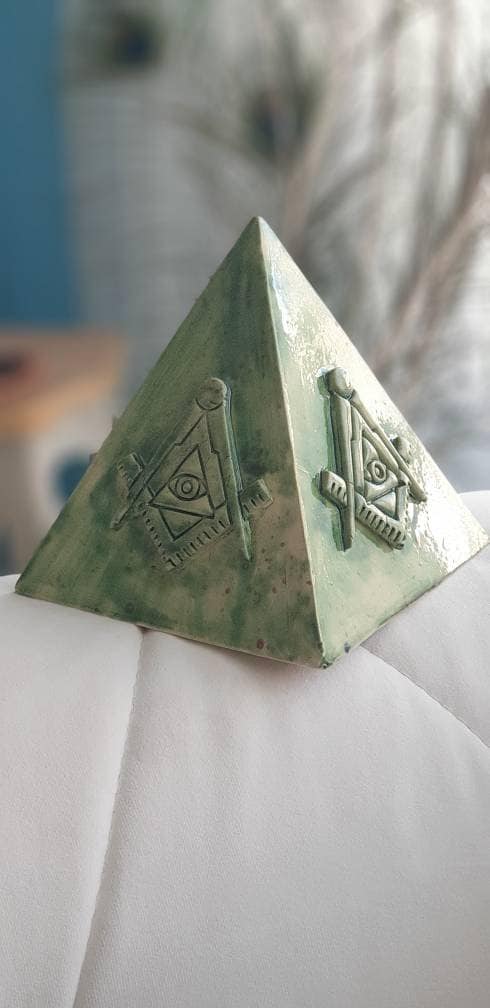 Masonic Pyramid Ceramic Symbol, Seeing Eye Miter & Compass, Freemasonry ...