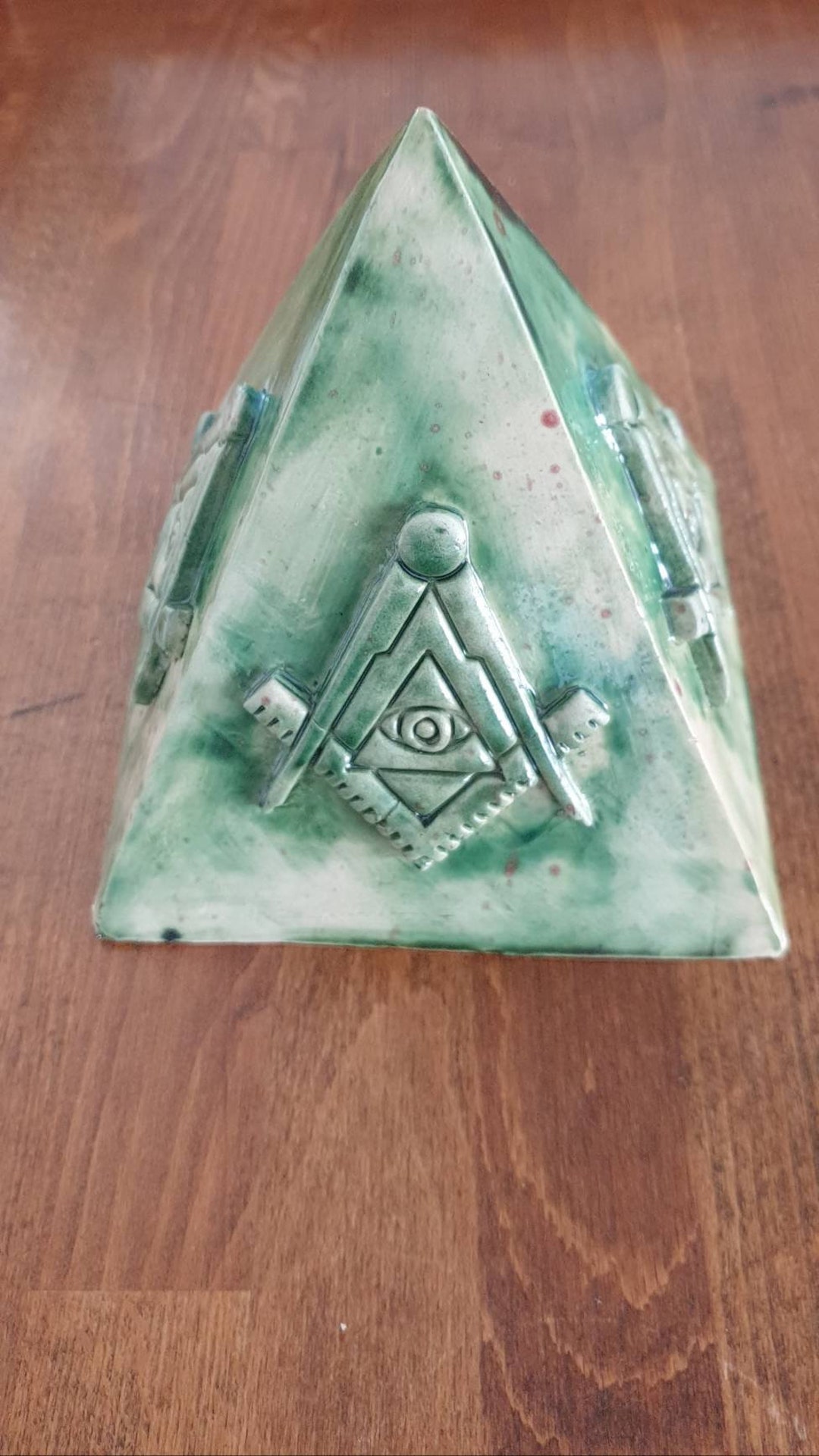 Masonic Pyramid Ceramic Symbol, Seeing Eye Miter & Compass, Freemasonry ...