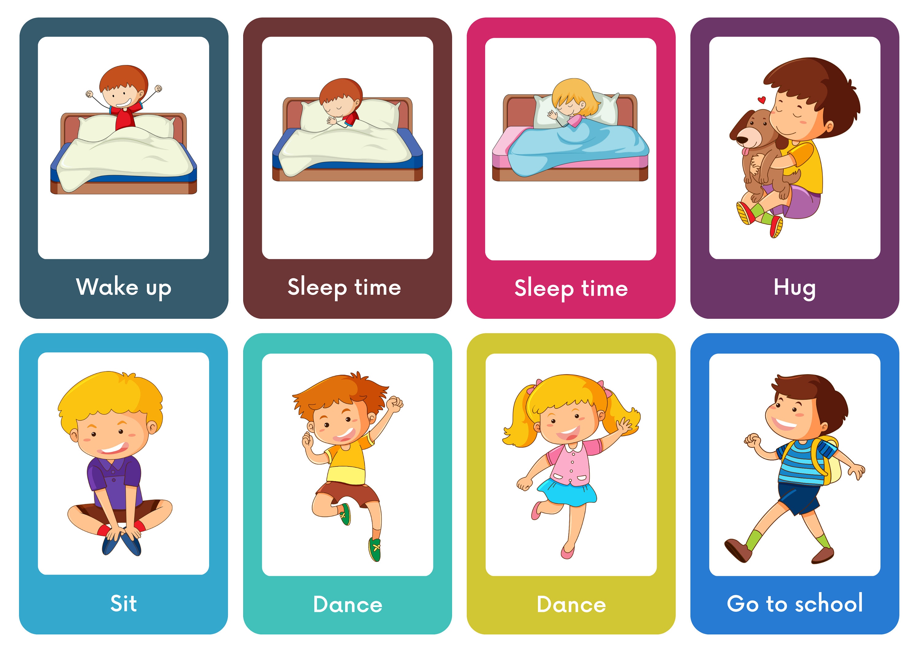 Kids Daily Routine Flashcards for Kids Montessori Pre-school Printable ...