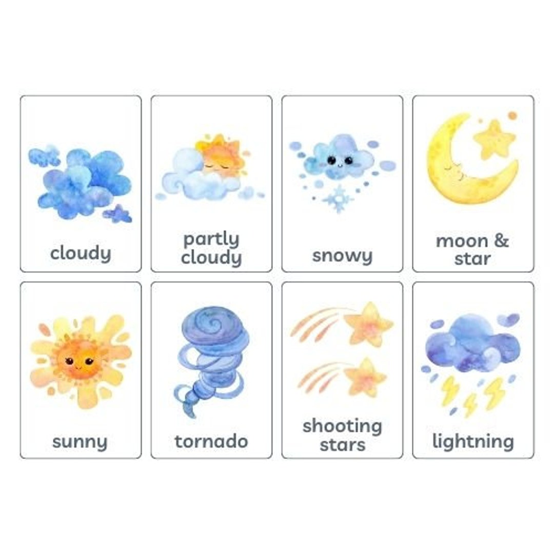 16 Weather Flashcards for Kids Montessori Pre-school - Etsy