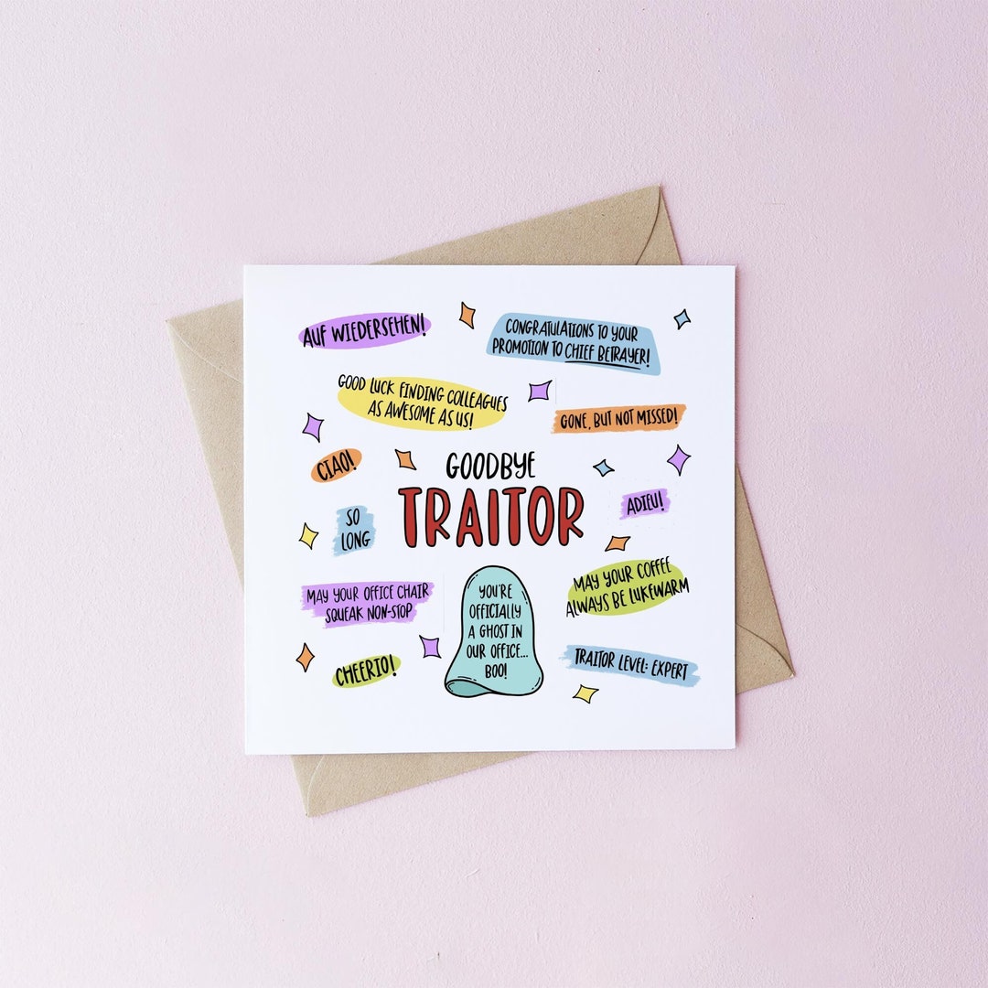Goodbye Traitor Card, Funny New Job Leaving Card for Coworker/colleague ...