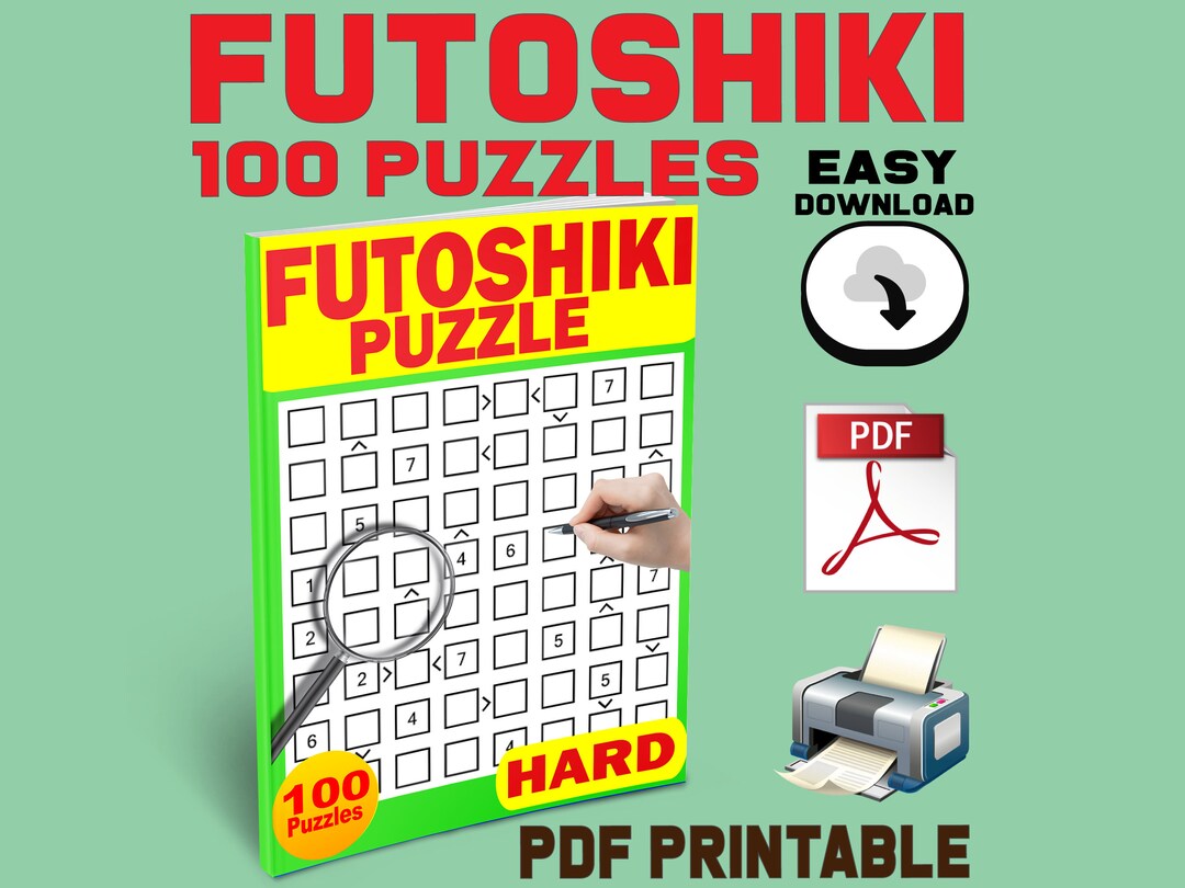 100 Futoshiki Adult Puzzle Book PDF Template Printable IQ Puzzle Game ...
