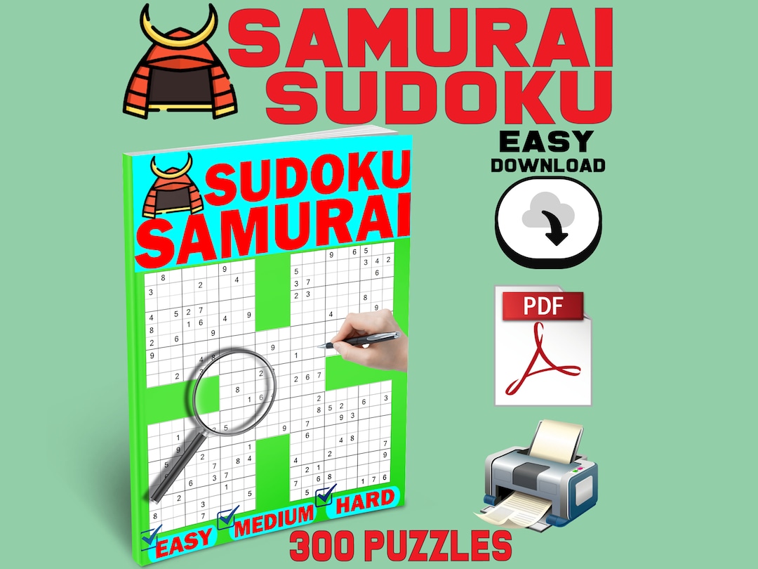 300 Samurai Sudoku Printable Brain Teaser Puzzle Book for Adults ...