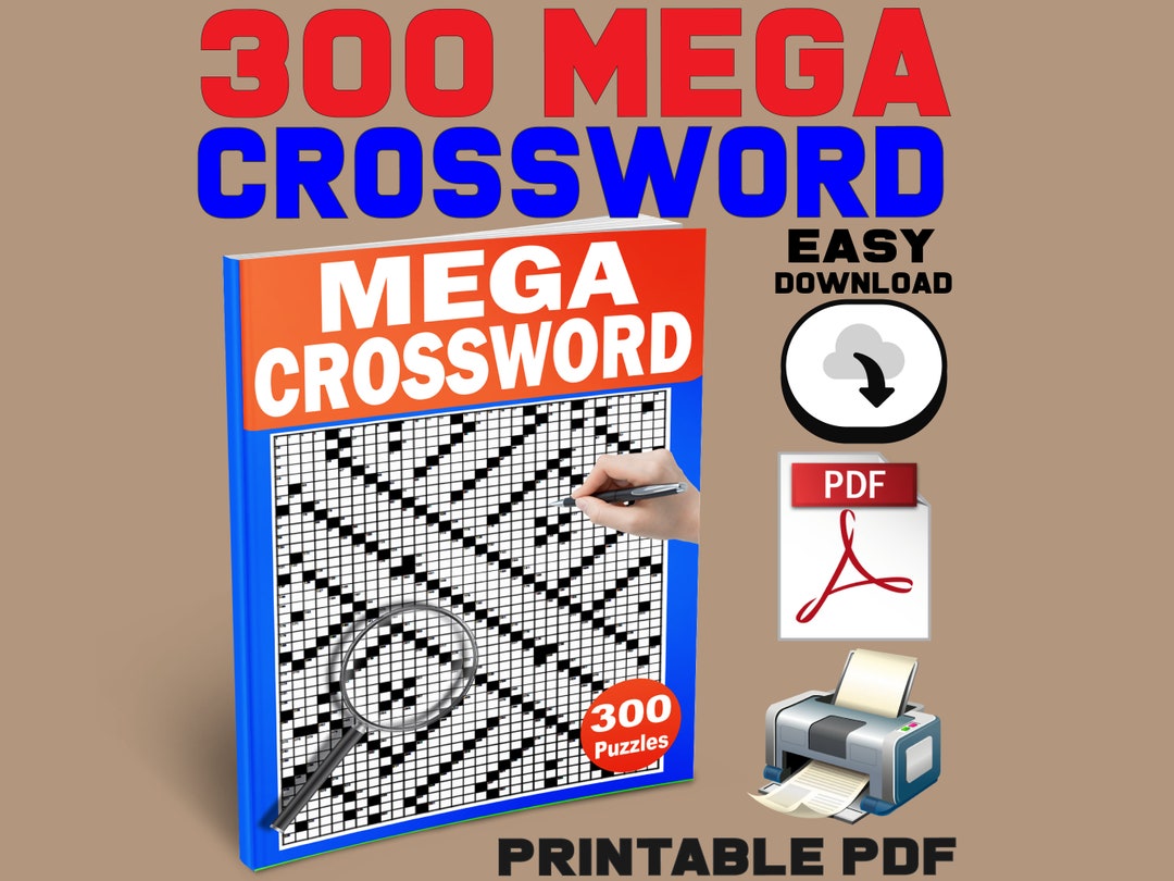 300 MEGA Crossword Puzzle Book for Adults | Brain Teaser Printable PDF ...