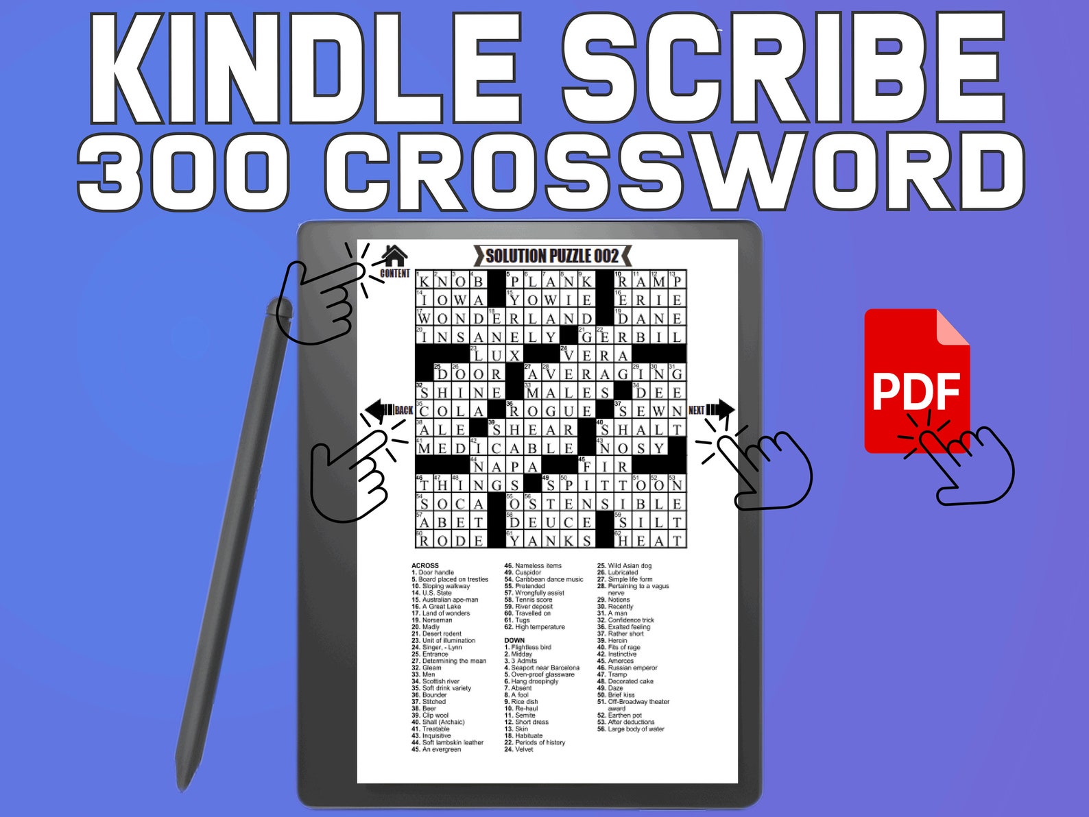 Kindle Scribe Game 300 Crossword Puzzles Games for Adult.brain Teaser ...