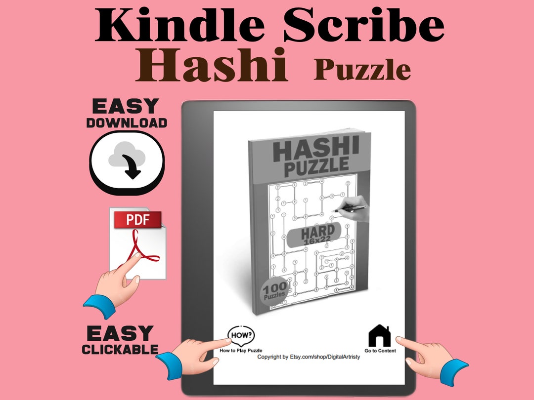 100 Kindle Scribe Puzzle Hashi Digital Games Brain Teasers Adult Puzzle ...