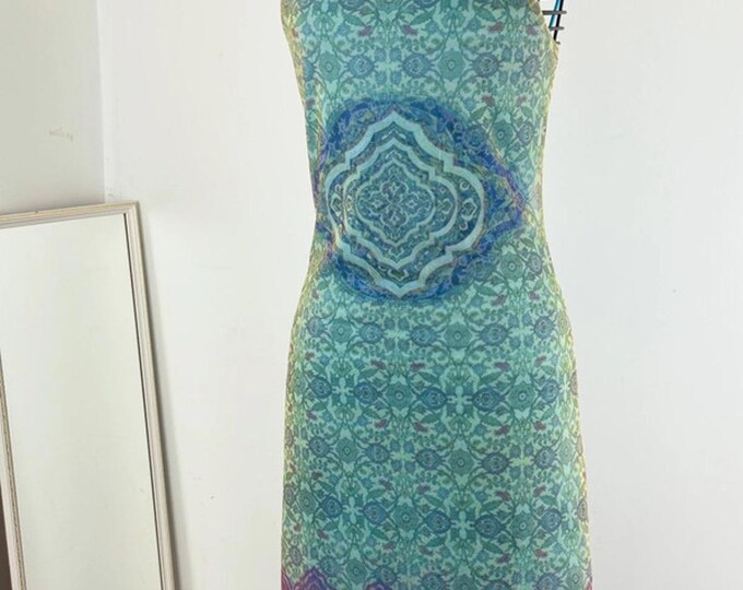 Psychedelic Rifle Y2K Mesh Strappy Fitted Dress Small - Etsy