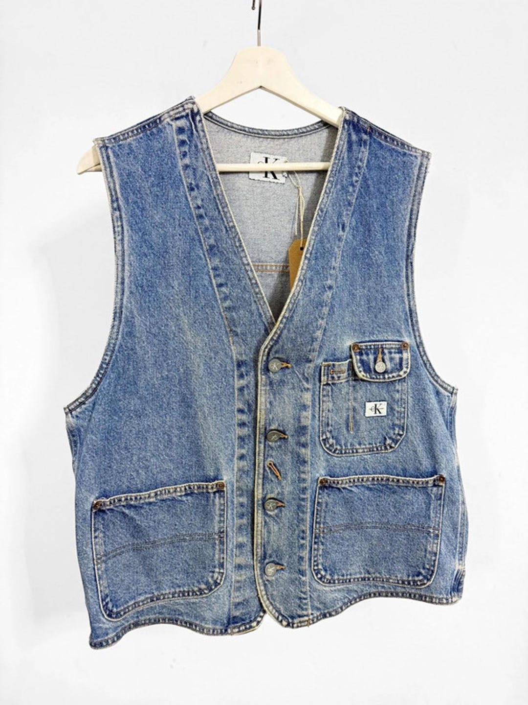 Calvin Klein 90s Mechanics Vest Denim Large - Etsy