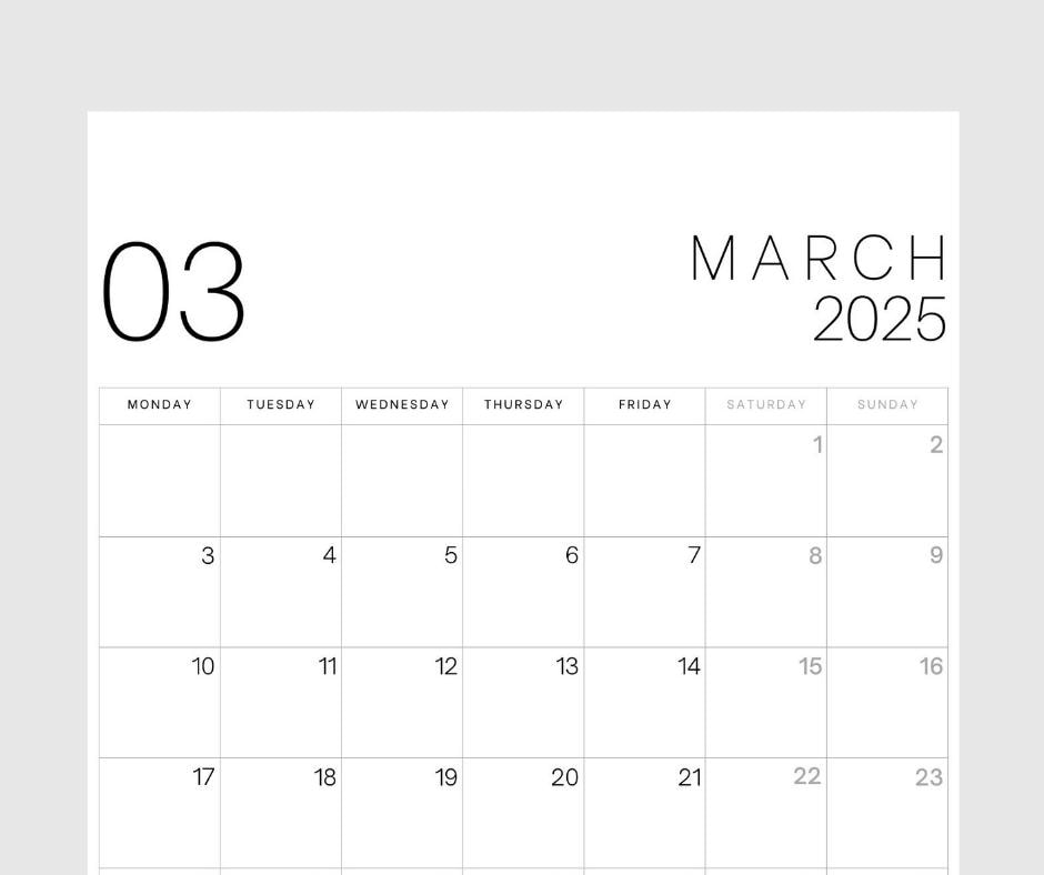 2025 Minimalist Printable Monthly Planner | A4 Size | Monday Start | 12 ...