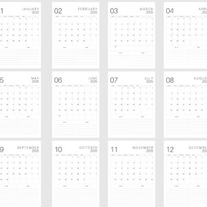 2025 Minimalist Printable Monthly Planner | A4 Size | Monday Start | 12 ...