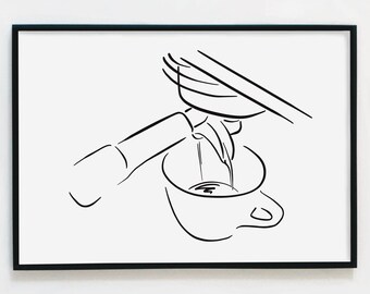 Digital Download - Illustration of Espresso Coffee Machine Line Art ...