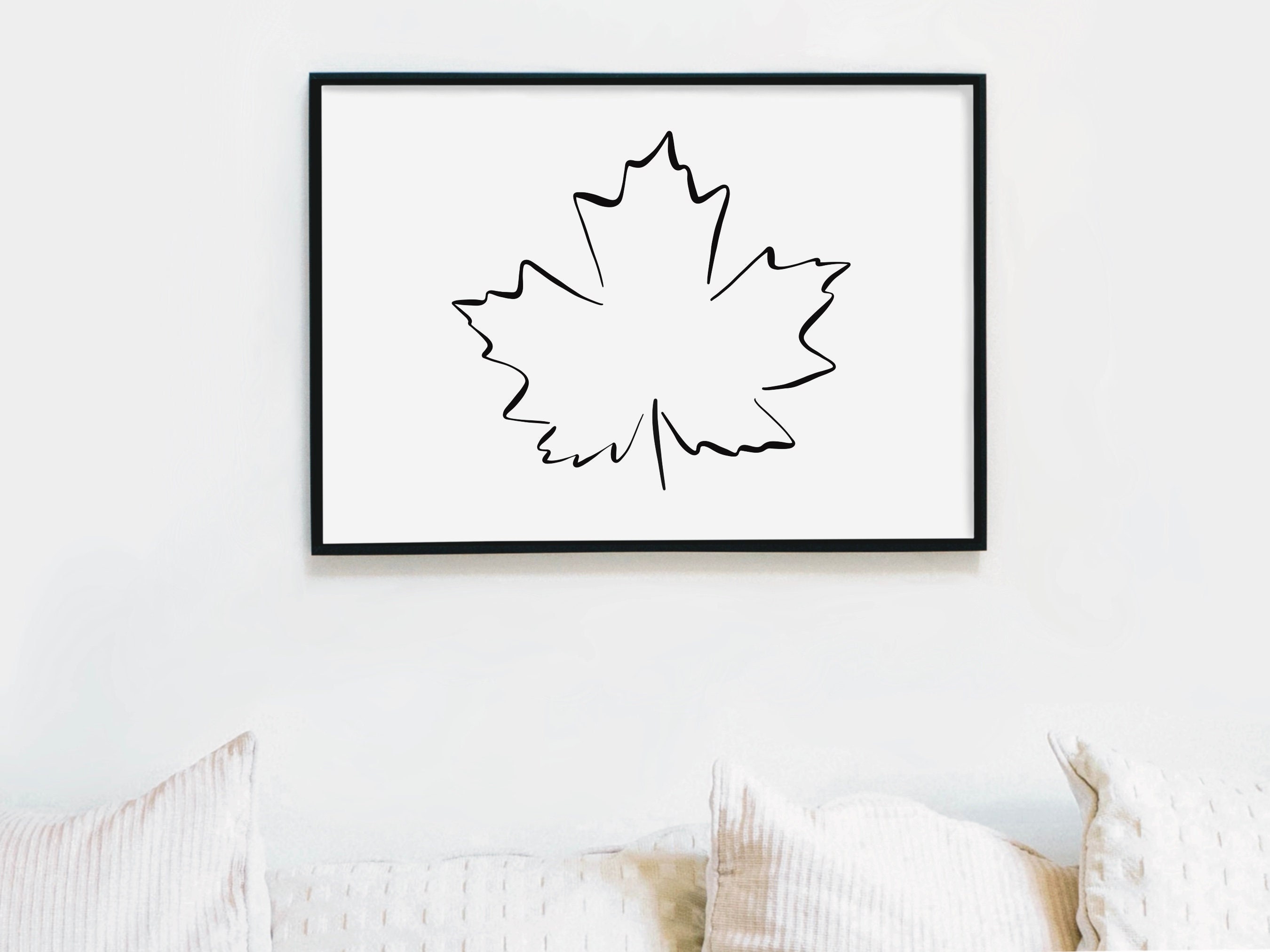 Digital Download - Illustration of Maple Leaf Line Art Simple Minimal ...
