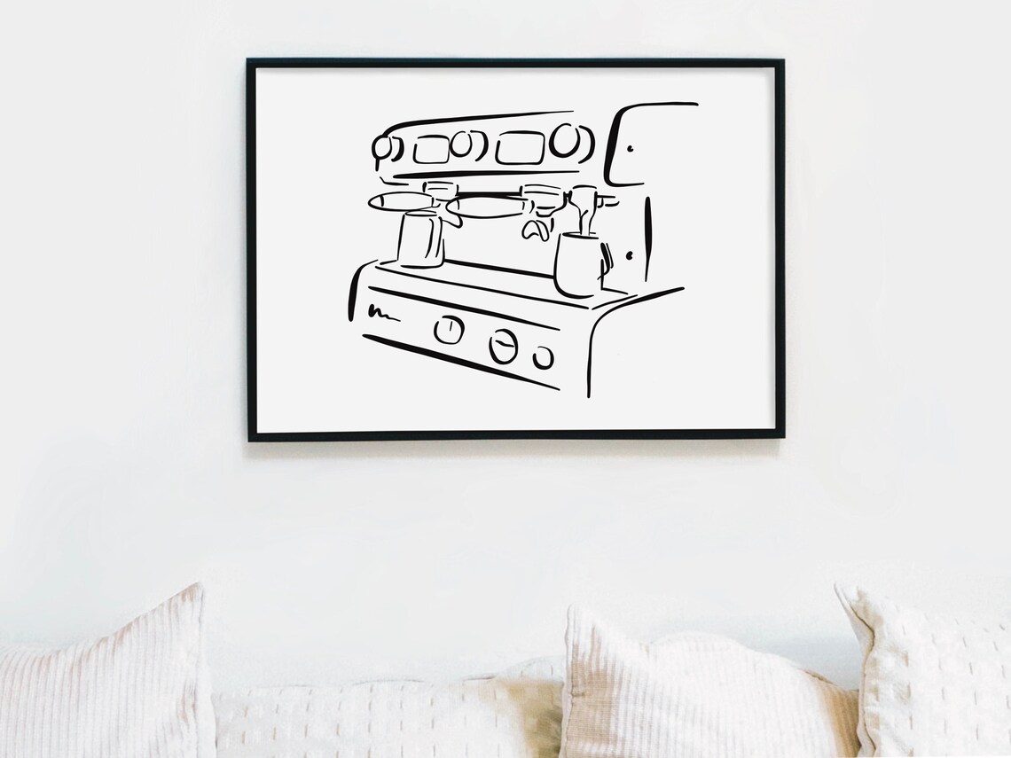 Digital Download - Illustration of Espresso Coffee Machine Line Art ...