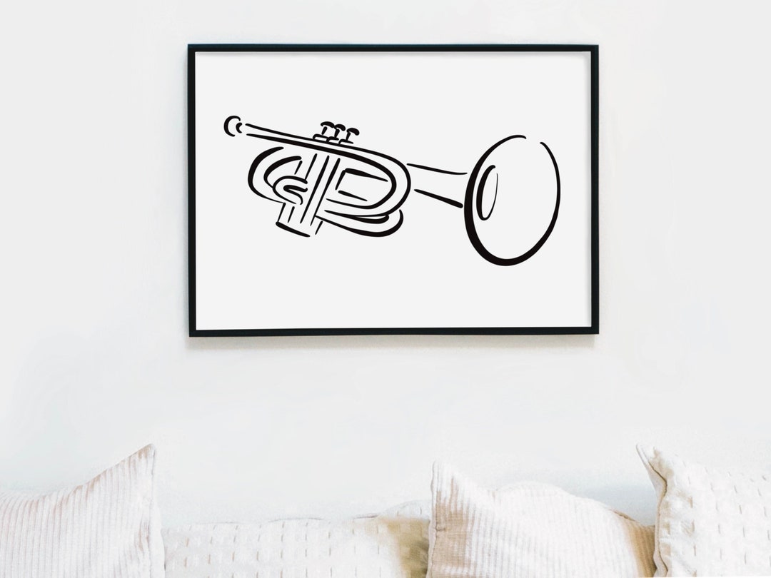 Digital Download - Illustration of Trumpet Line Art Simple Minimal ...