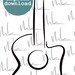 Digital Download - Illustration of Guitar Line Art Simple Minimal Black ...