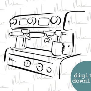 Digital Download - Illustration of Espresso Coffee Machine Line Art ...
