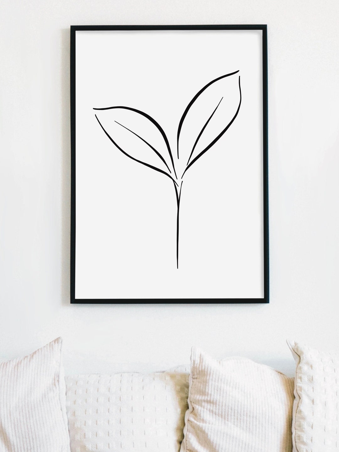 Digital Download - Illustration of Leaf Leaves Line Art Simple Minimal ...