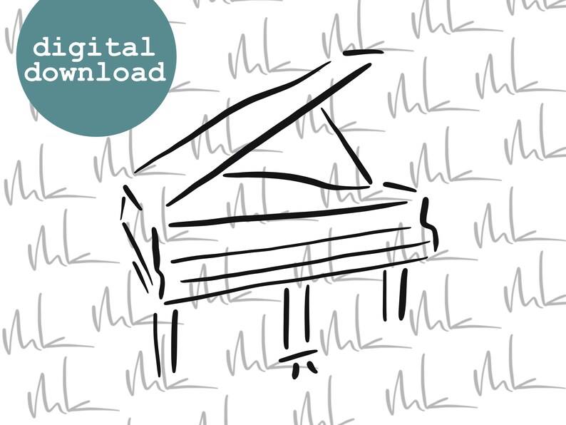 Digital Download - Illustration of Piano Line Art Simple Minimal Black ...