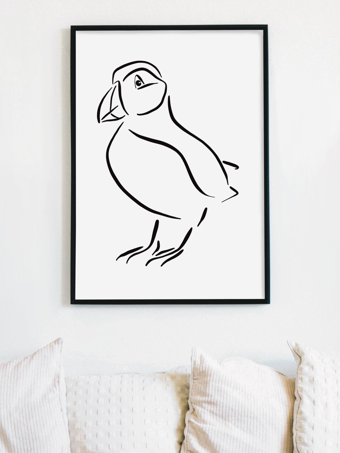 Digital Download - Illustration of Puffin Line Art Simple Minimal Black ...